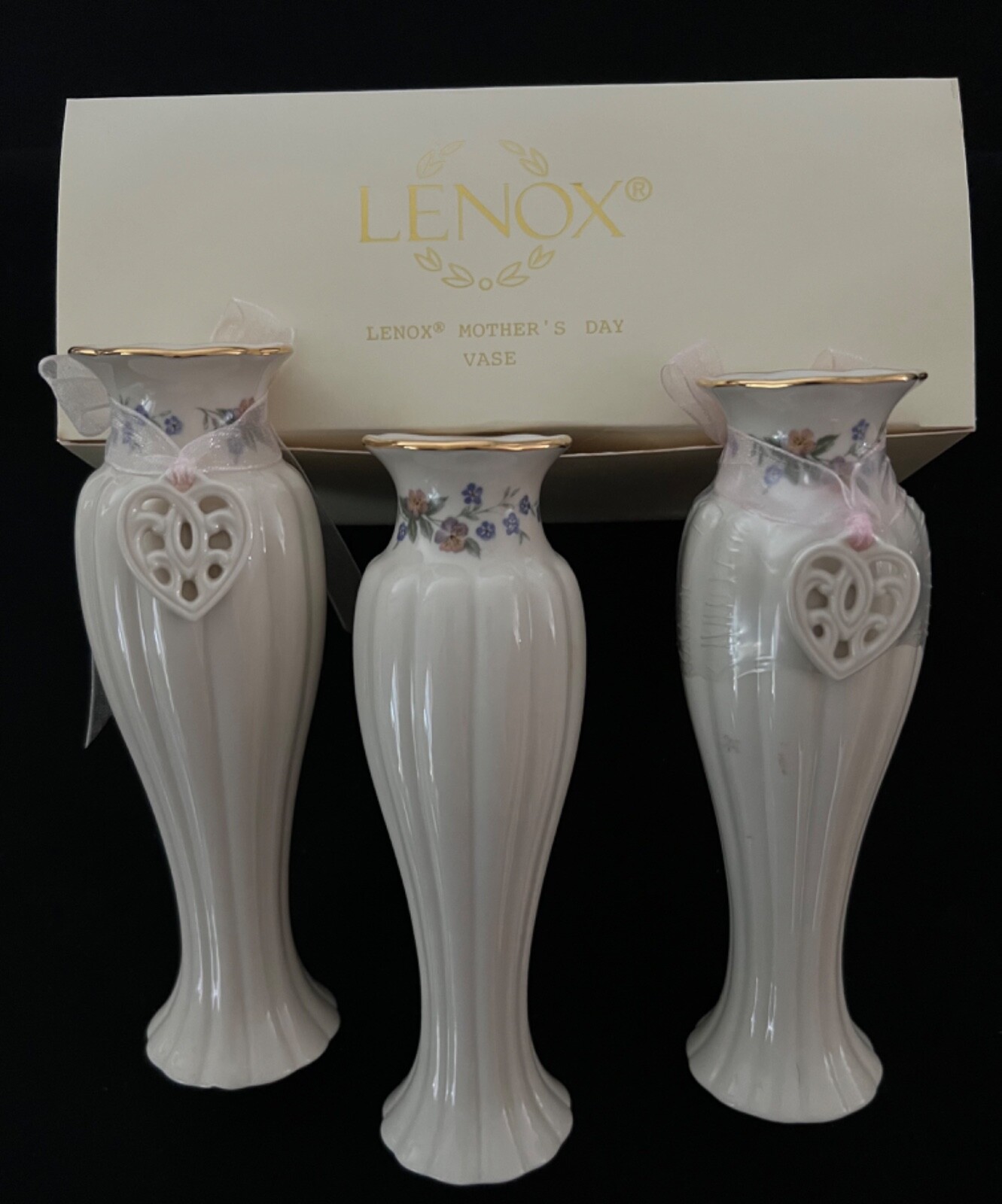 Lot of (4) Lenox Mother's Day~Teacher Gifts~Bud Vases w/Flowers & 24K Gold Trim | eBay