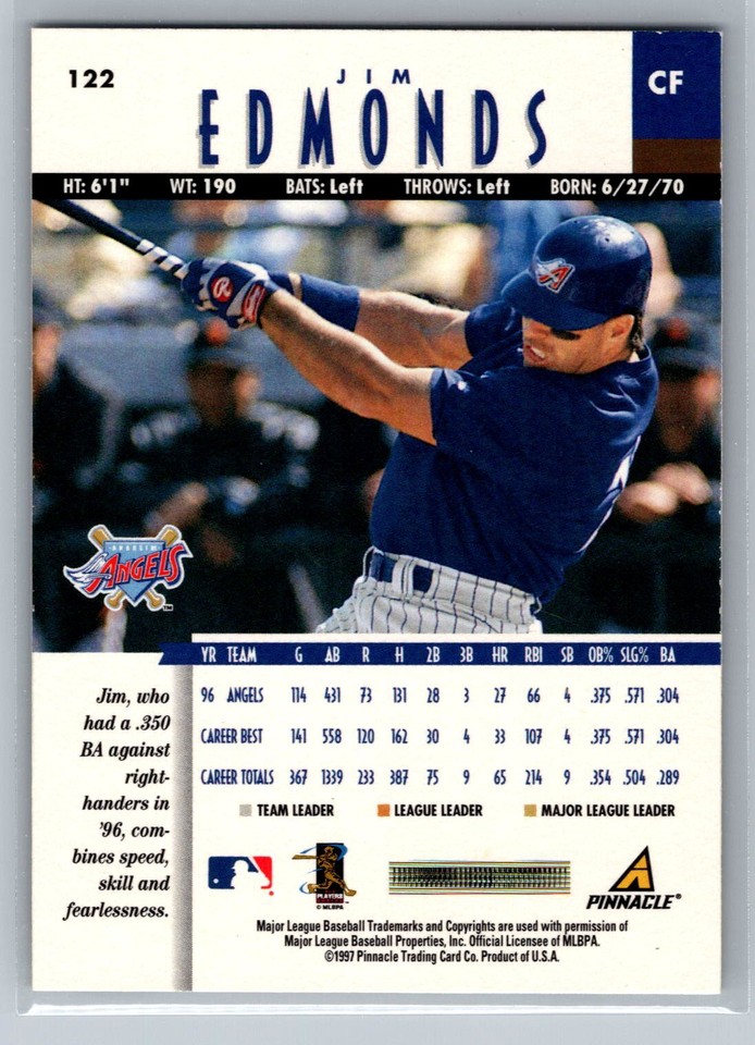 Jim Edmonds 1997 New Pinnacle BASEBALL #122 Anaheim Angels | eBay