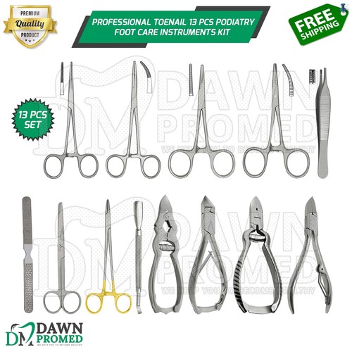 Professional 13 Pcs Toenail Podiatry Foot Care Instruments kit German ...
