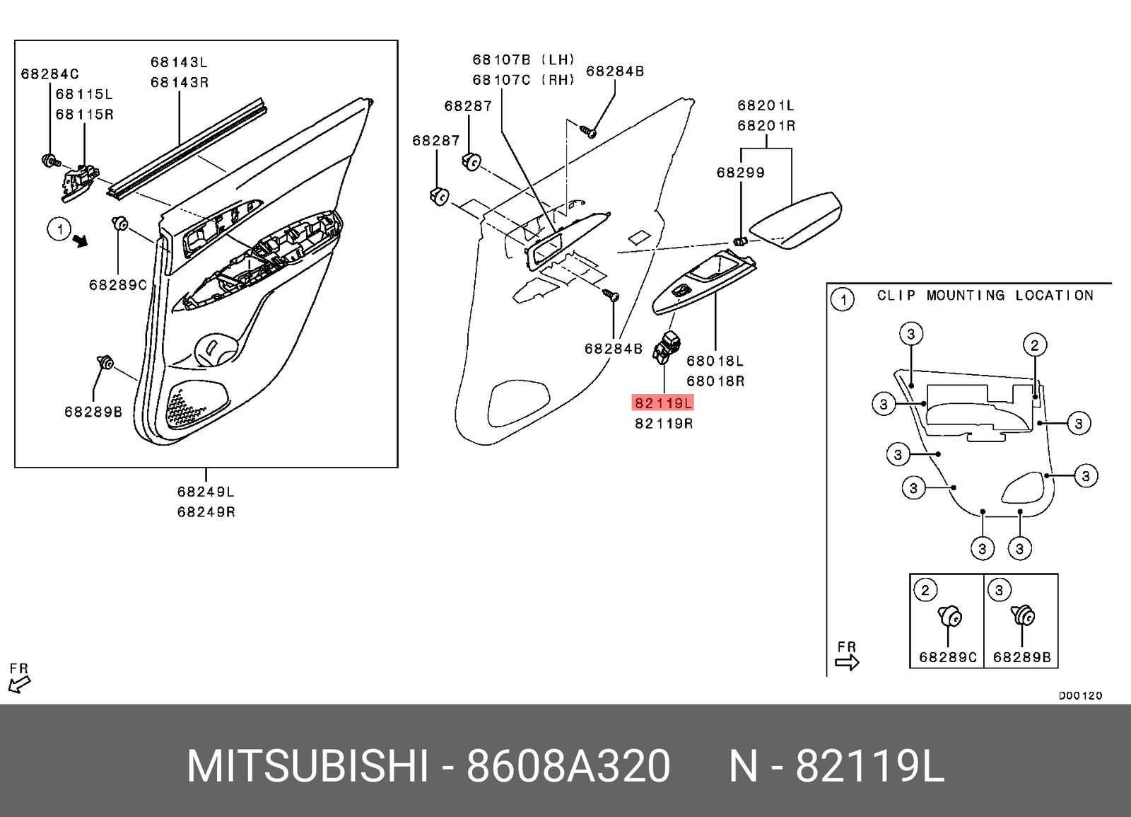 Mitsubishi Space Star 2017 Electric Window Control Switch 8608A320 ...