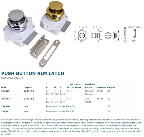 Sea-Dog Push Button Rim Latch, Polished Chrome, 224312-1 | eBay