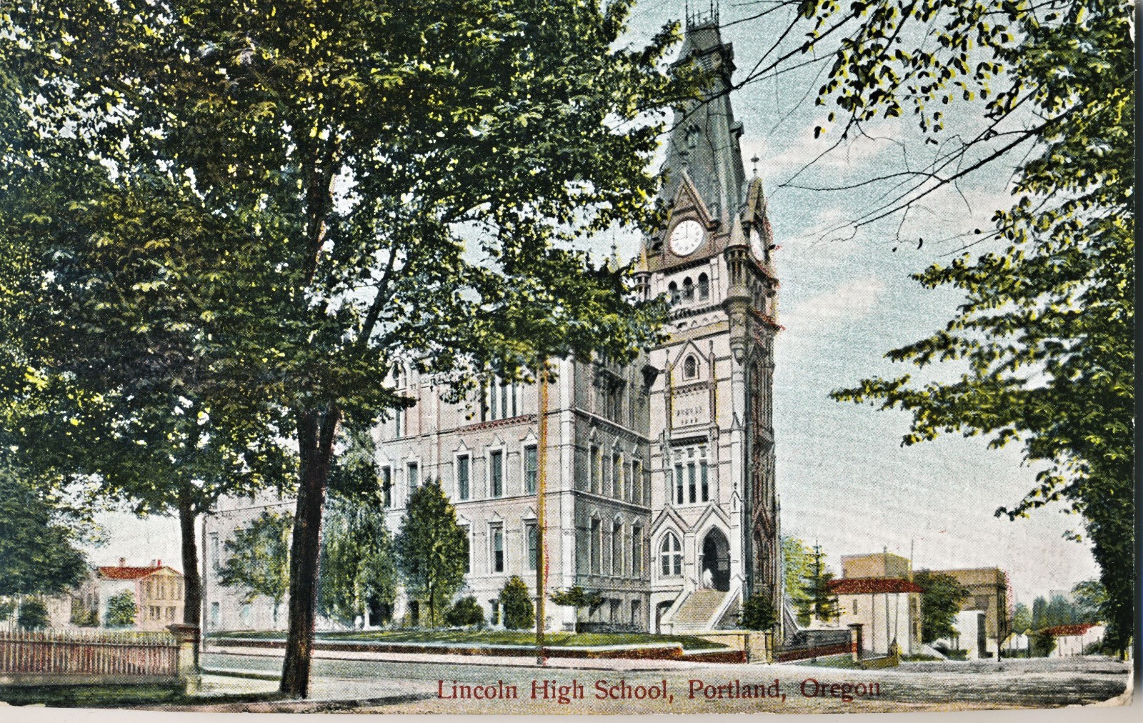 1912 Lincoln High School, Portland, OR Victorian Building Tinted ...