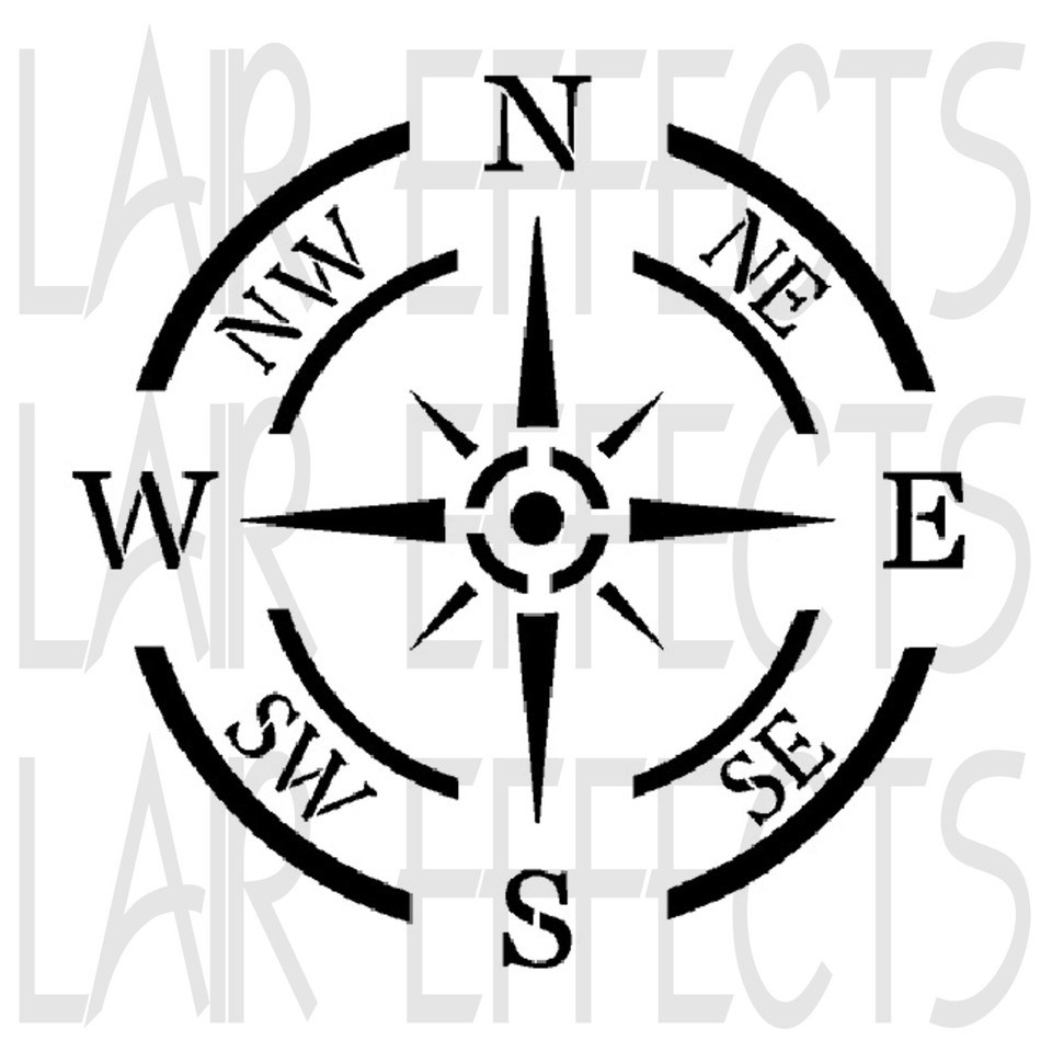 Compass Face STENCIL Nautical/North South East West Travel/Sport - In 3 ...