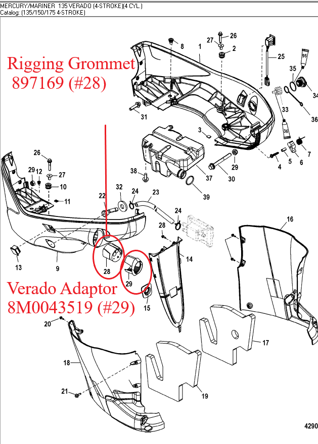 New OEM Mercury Rigging Hose Kit-8M0149598(825191A03) w/ Verado Adaptor ...