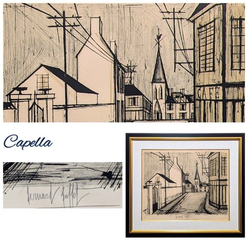Bernard Buffet "Slope and Church" lithograph, autograph, produced in ...