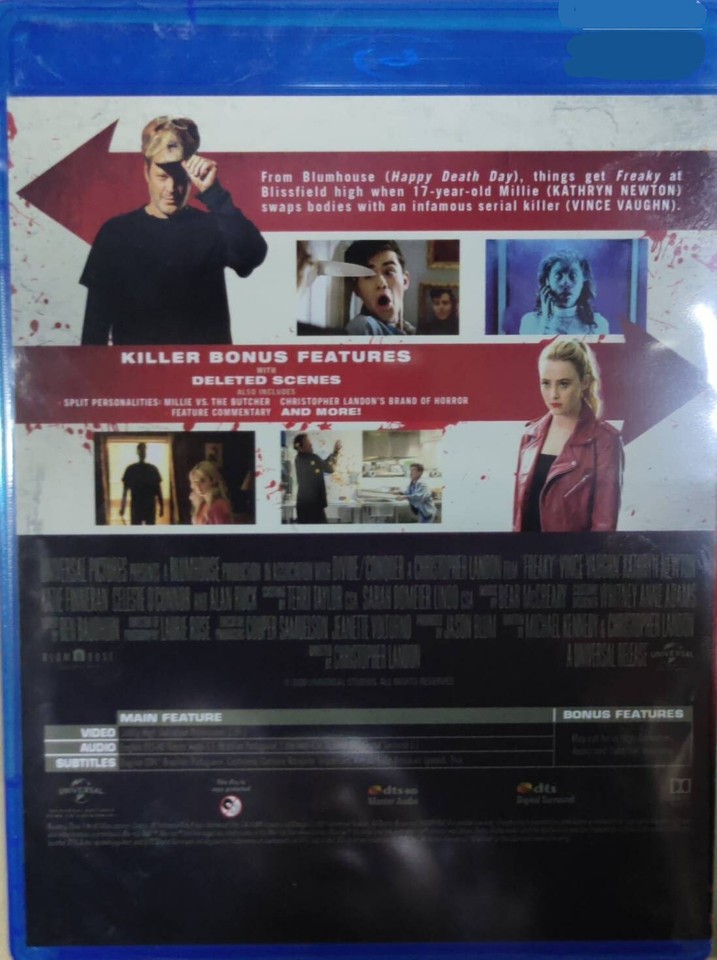 Freaky (2020) Blu-ray Region Free, Kathryn Newton, Vince Vaughn, Comedy ...