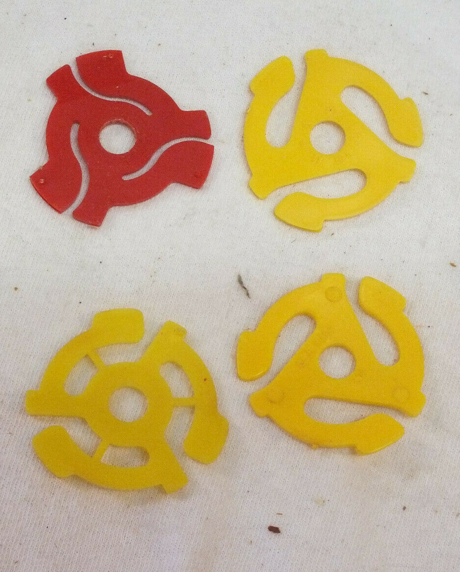 Vintage Various Lot of 4 Red And Yellow Plastic 45 RPM Record Adaptor ...