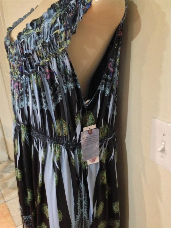 Women's summer Beach casual cocktail slim knit print maxi dress plus 1X ...