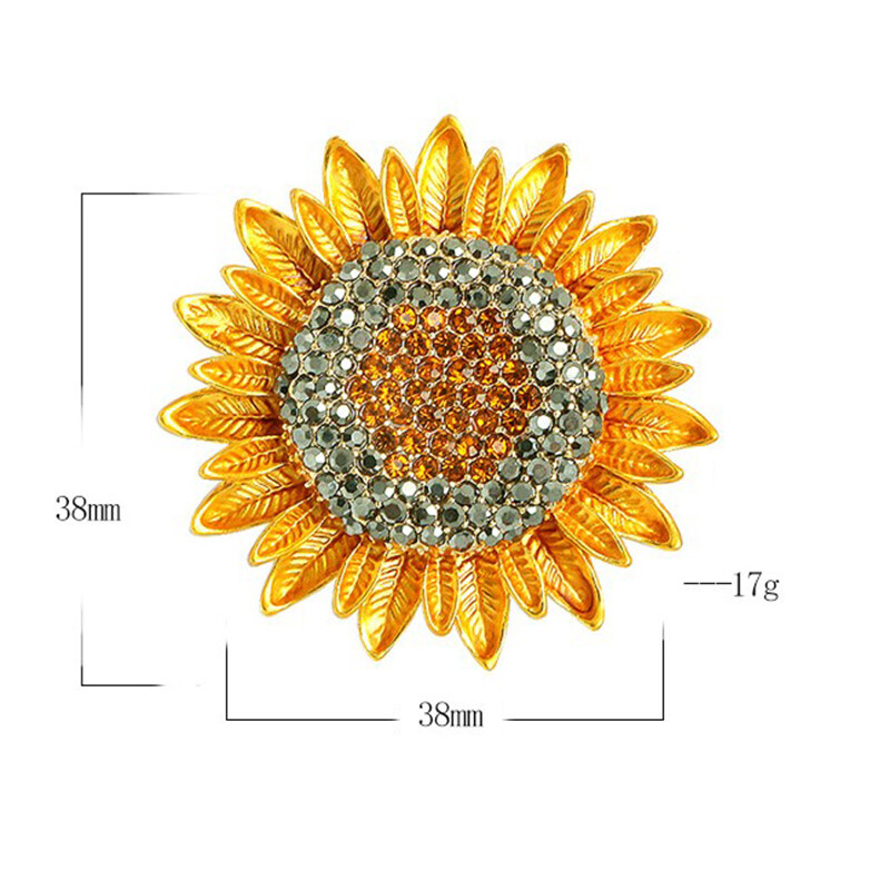 1pc Jewelry Charming Sunflower Flowers Yellow Rhinestone Crystal Brooch ...