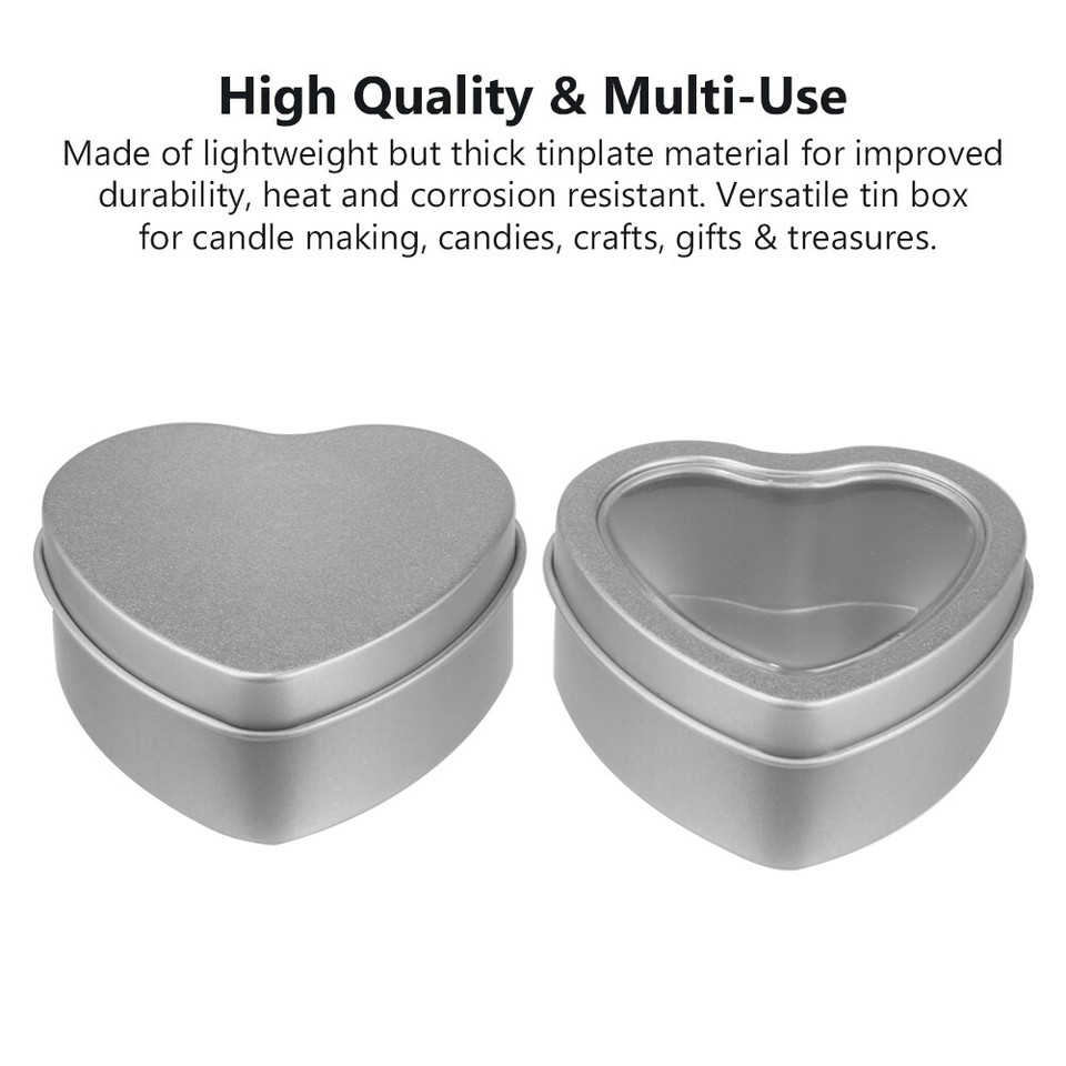1/6/12x Small Heart Shaped Tin Can Metal Box Mints Candies Container ...
