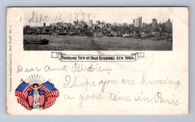 PANORAMIC VIEW OF HIGH BUILDINGS NEW YORK TO PARIS FRANCE POSTCARD 1899 ...