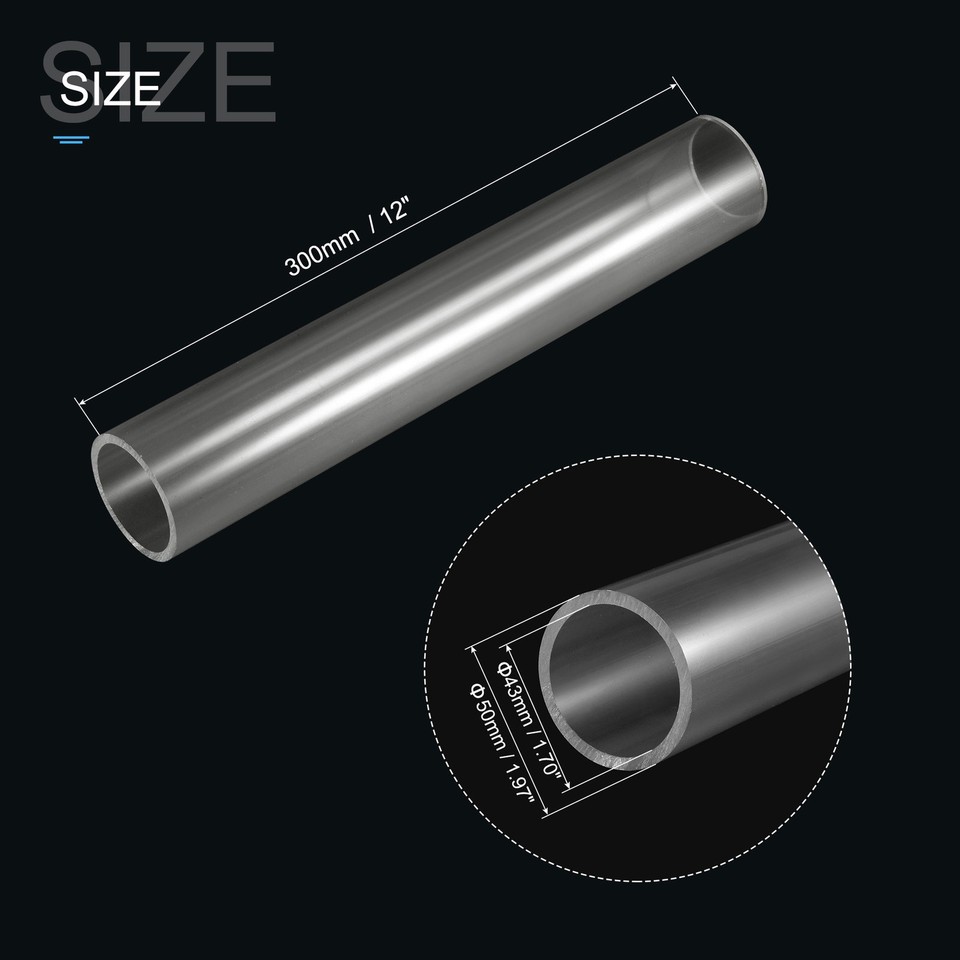 PVC Rigid Round Pipe 43mm ID 50mm OD 0.3Meter Transparent High ...