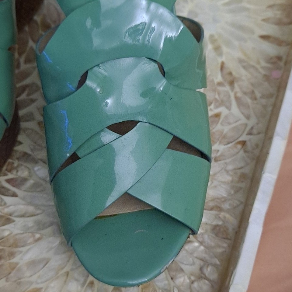 Joan and David Leather Mint Green Wedges Size 8.5 M Snake | eBay