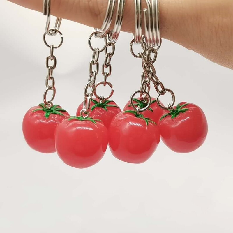 Simulation Tomato Keychain Fashion Key Chain Bag Charm Student Bags Car ...