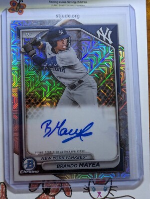 2024 Bowman Mega Box BRANDO MAYEA Chrome SSP Auto On Card NY Yankees ...