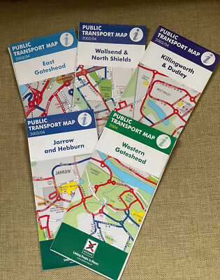 5 x Nexus Public Tranpsort Maps - 2003/04 - Gateshead /Jarrow/ Hebburn ...