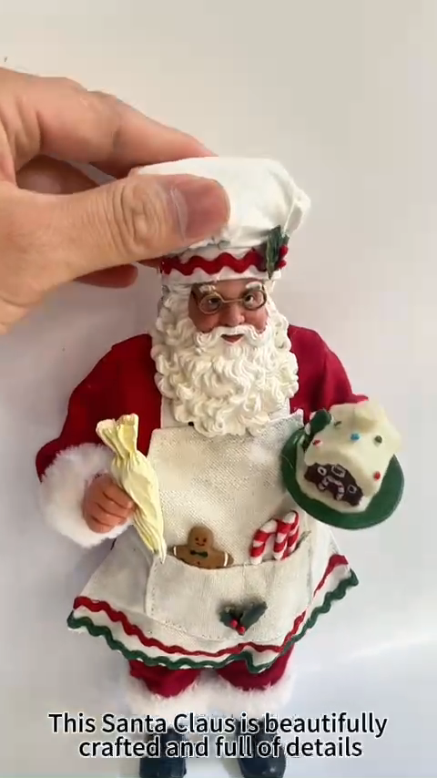 Cooking Santa with Gingerbread House Statue Cloth and Resin Christmas ...