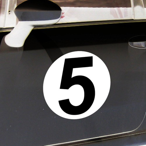 2 Aufkleber 20cm Start Nummer 5 Sticker Ziffer Zahl Racing Auto Motor ...