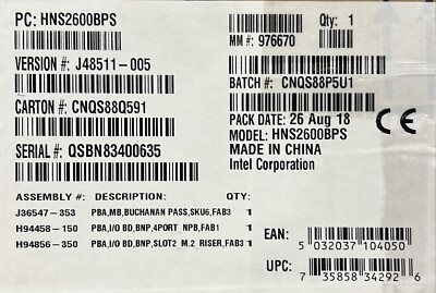 Intel HNS2600BPS Compute Module 2U Rack Socket P 165 W NEW BROWN BOX | eBay
