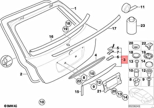 Genuine BMW E46 316ti 318td 318ti Trunk Lid Grip With Key Button ...