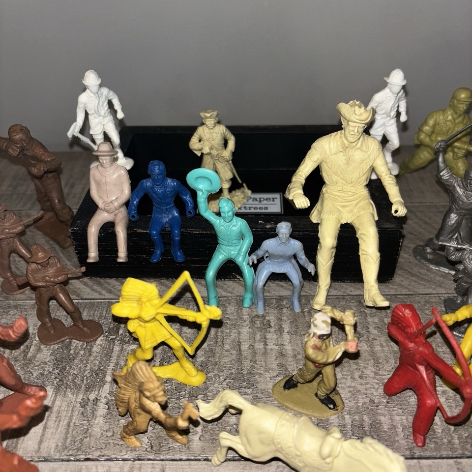 50 Vintage Marx ,Tim Mee , MPC Plastic Cowboys & Indians Horses Toy ...