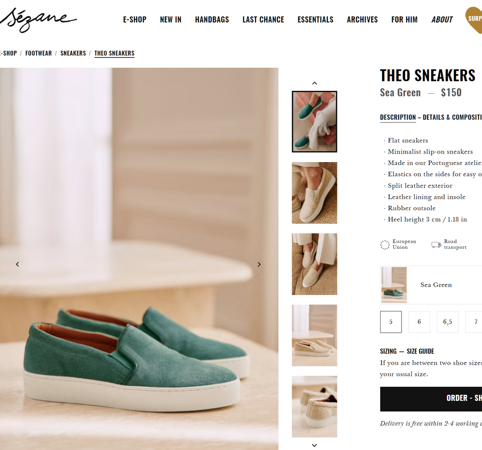 Sezane Womens THEO SNEAKERS Sea Green Slip on Shoes US SIZE 9 | eBay