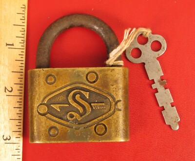 ANTIQUE SLAYMAKER BRASS PADLOCK LOCK !!! | eBay