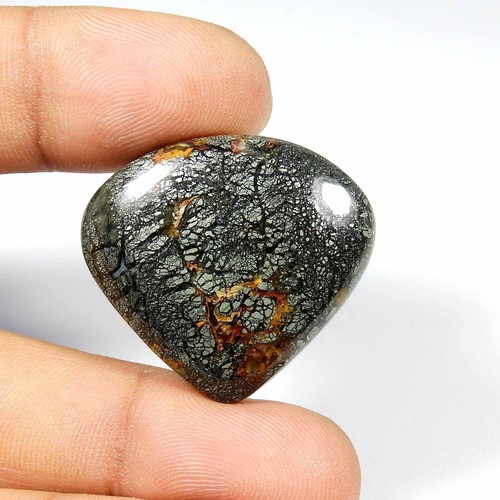 Natural Gray Marcasite Heart Shape Loose Gemstone Massive Cabochon 48 ...