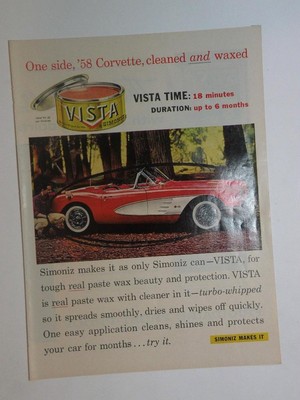 Magazine Ad* - 1958 - Simoniz Paste Wax - Chevrolet Corvette | eBay