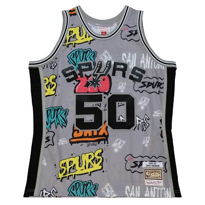 MITCHELL & NESS NBA SLAP STICKER SWINGMAN JERSEY SPURS 1998 DAVID ...