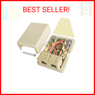 NECABLES Phone Jack Surface Mount Dual Port Telephone Jack Box with 2 ...