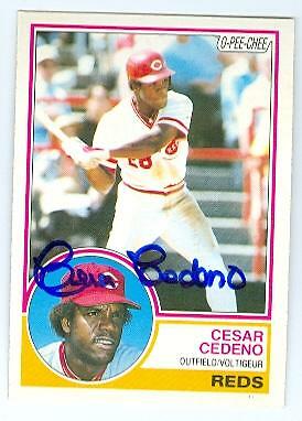Cesar Cedeno autographed baseball card (Cincinnati Reds) 1983 O Pee ...