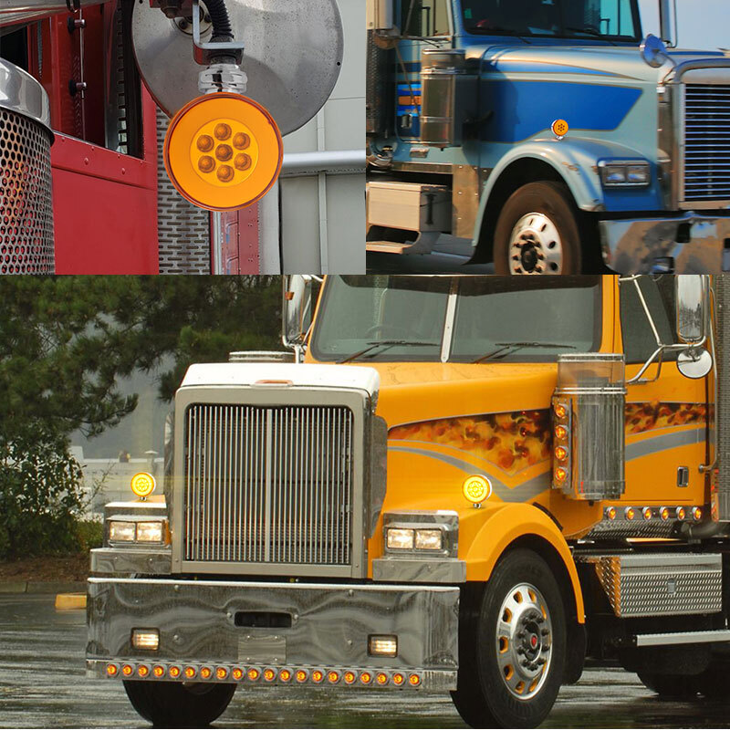 2X LED Amber/Red Dual Face Side Marker Light Brake Turn Signal Semi ...