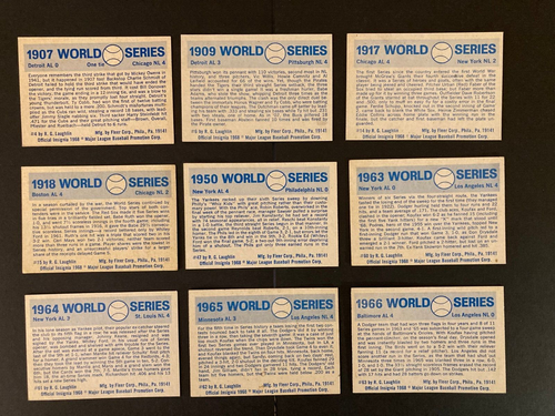 (9) 1968 Laughlin Fleer Blue Back WORLD SERIES Cards NM/MT Mickey ...