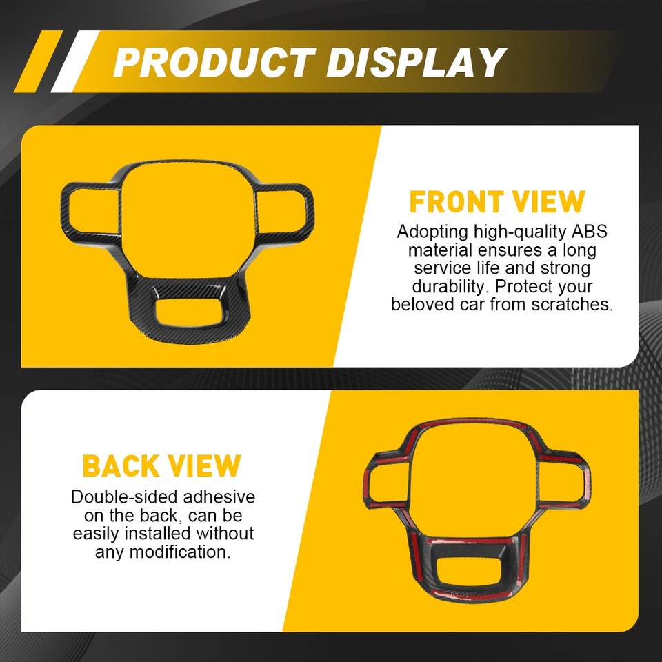 Fits 2021-2025 Ford F150 ABS Carbon Fiber Steering Wheel Frame Cover ...