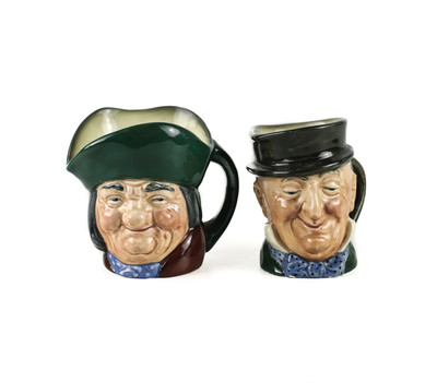 2pc Royal Doulton Small Toby Jugs Toby Philpott D5737, Mr. Micawber ...