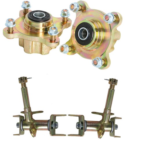 Front Steering Knuckle Spindle+4 Stud Front Wheel Hub For ATV Quad Go ...