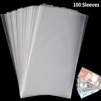 100 Currency Sleeves Paper Money Bill Holder Banknote Storage ...