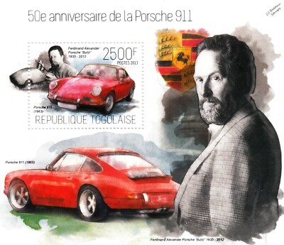 FERDINAND PORSCHE 1963 / 1965 911 Sports Car Automobile Stamp Sheet ...