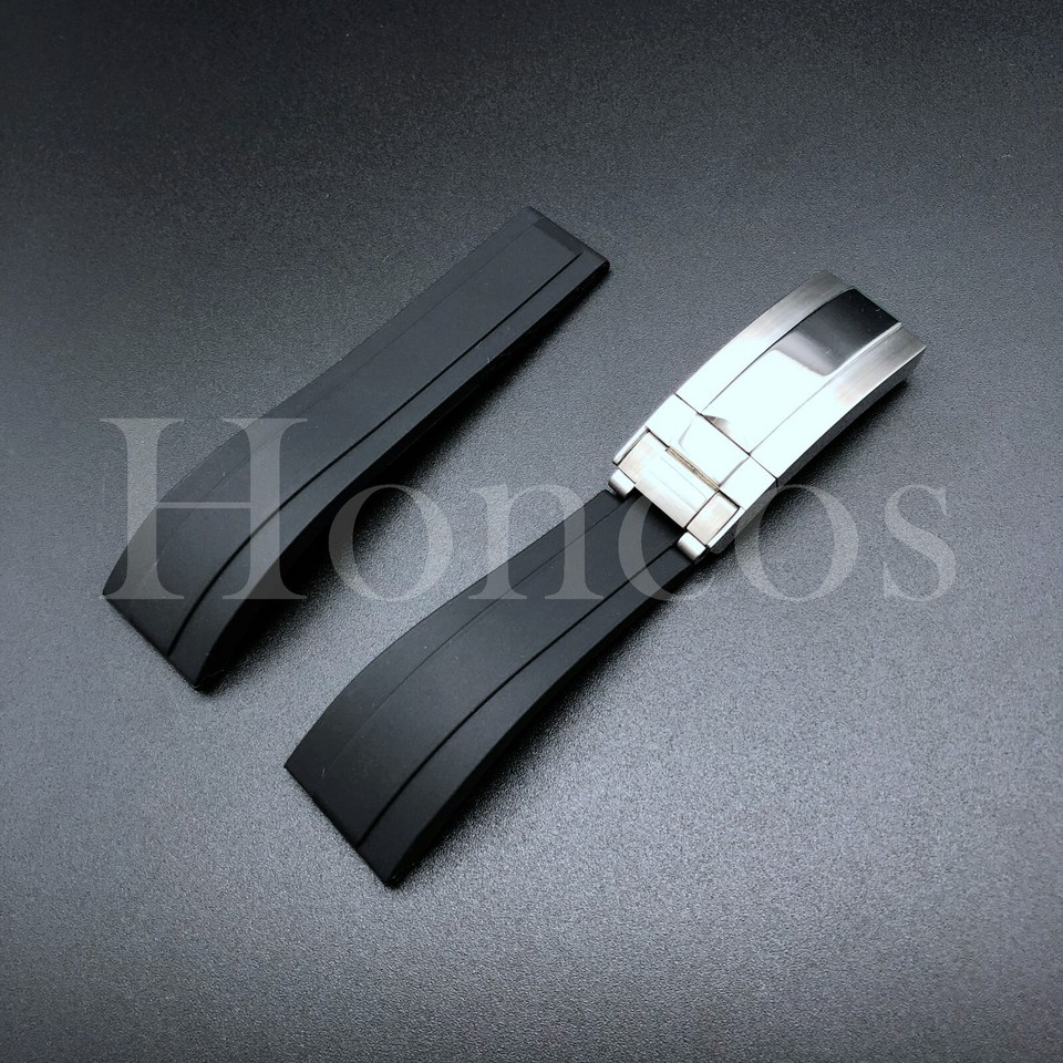 20 21 22MM Replacement Rubber Strap Deployment Clasp Fits Rolex ...