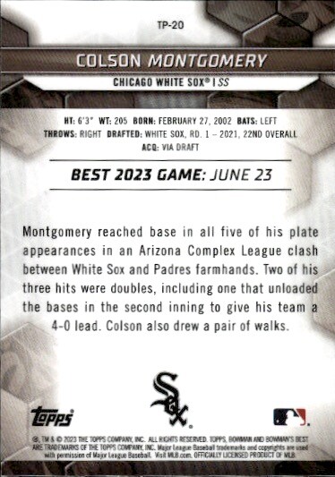 Bowman Best #TP-20 Colton Montgomery | eBay