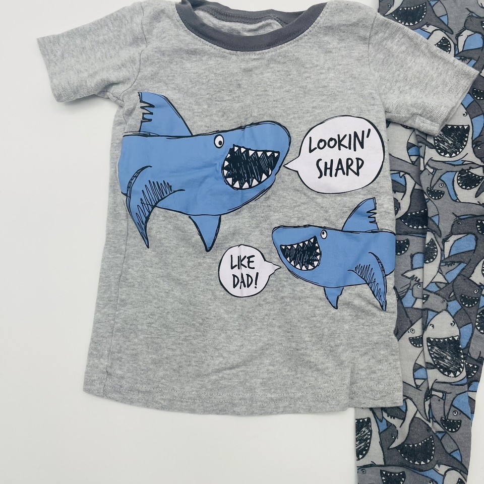The Childrens Place Toddler Boys Size 3T Shark Print Pajama 2 Piece Set ...