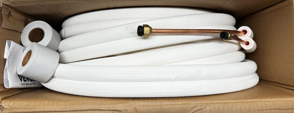 50 ft. Mini Split Line Set 1/4 in. 3/8 in. O.D Copper Pipes Tubing ...
