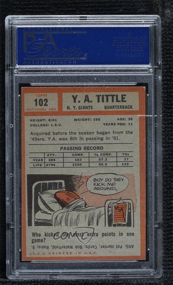 1962 Topps YA Tittle #102 PSA 6.5 HOF | eBay