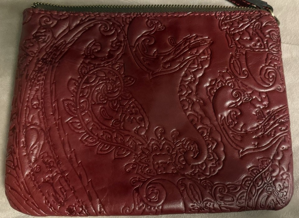 Patricia Nash Cassini Wristlet Italian Leather, Tooled, Berry Beautiful ...