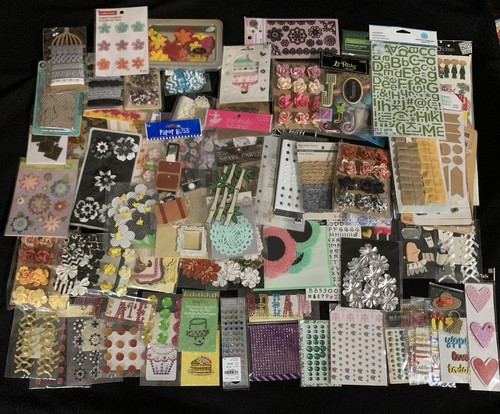 Lot of 80 Embellishments Stickers Scrapbooking Mixed Media Arts & Craft ...