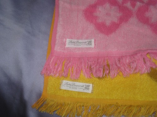 Vintage Lady Pepperell Retro Fringed Bath Towels Pair Of Two Pink and Yellow | eBay