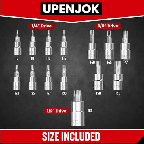 Torx Bit Socket Set1/4” 3/8” And 1/2” Drive 14piece Star T6 T60 Set S2 ...
