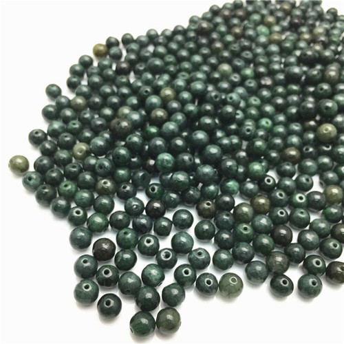 100pcs Natural Grade A Jadeite Dark Green Jade Round Bead 6.5mm Loose ...