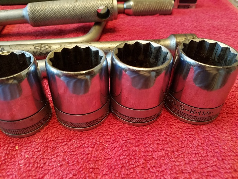 SK TOOLS SK WAYNE SK 1/2" DRIVE SAE SOCKET SET 27 PC 12 PT W/METAL BOX ...